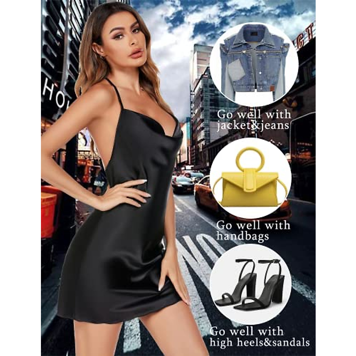 Avidlove Women Chemise Lingerie Sexy Nightie Full Slips Sleepwear Satin Teddy Babydoll Silk Nightgown Black XXL