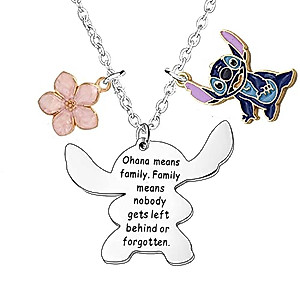 Ohana Means Family Necklace Stitch Necklace Stitch Gifts Christmas Birthday Gifts for Women Girls Friendship Gifts for Daughter Son Sister Brother Niece Friends