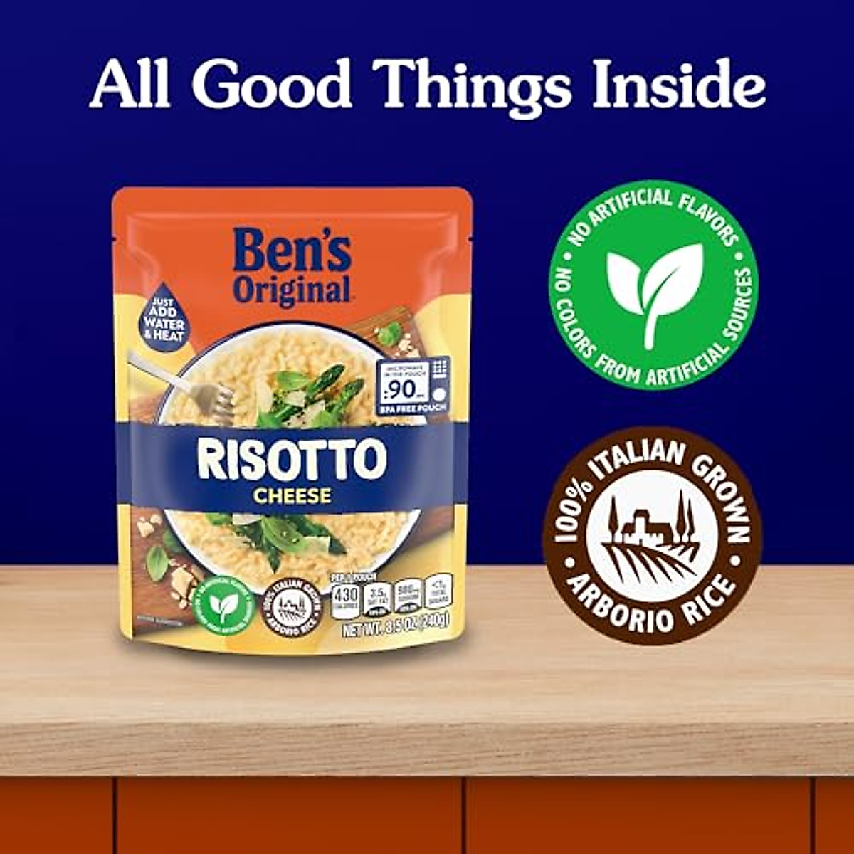 BEN'S ORIGINAL Ready Rice Cheese Risotto Flavored Rice, Easy Dinner Side, 8.5 oz Pouch