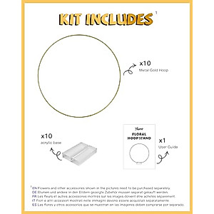 YALLOVE 10 PCS 12 Inch Floral Hoop Table Centerpiece, Metal Wreath Ring Stand with Crystal Clear Acrylic Base for Balloon and Flower Decoration, Flower NOT Included