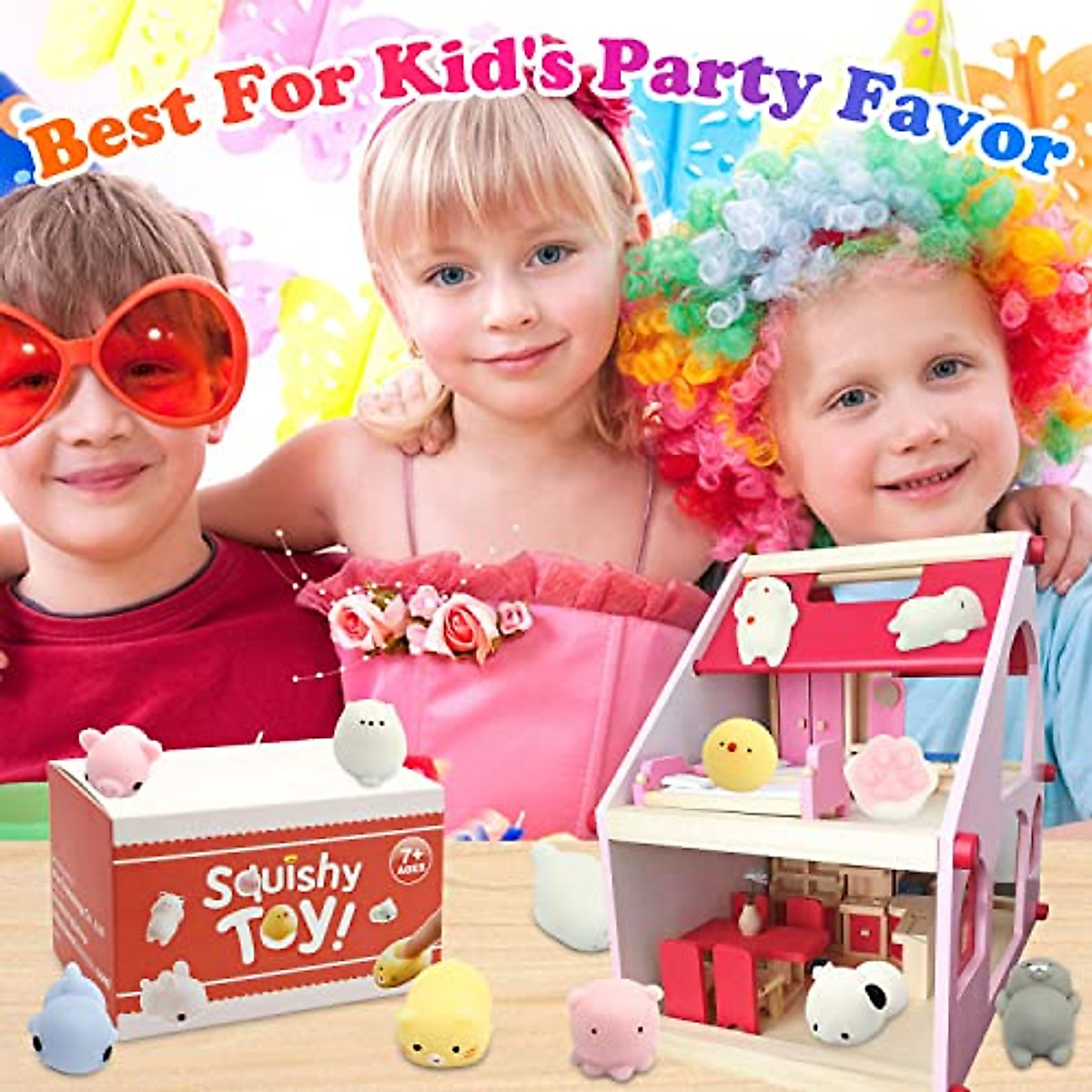 Satkago Mochi Squishys Toys, Easter Party Favors 25pcs Mini Kawaii Squishies, Easter Basket Stuffers Fillers Treasure Box Toys for Classroom Supplies, Birthday Easter Gifts for Kids Teens Boys Girls