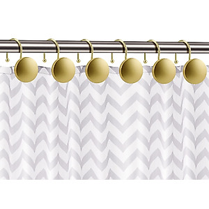 Decorative Shower Curtain Hooks, Simple Modern Style Round Flat-Back Button Design for Bathroom Decor, Gold