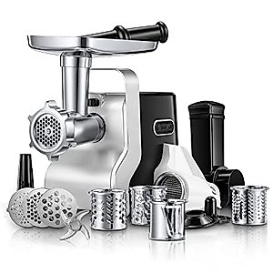 Electric Meat Grinder Heavy Duty - 5 in1 Home Meat Grinder - 3000W Max Powerful - Sausage Stuffer - Slicer/Shredder/Grater - Kubbe & Tomato Juicing Kits - 3 Stainless Steel Grinding Plates - Size #12