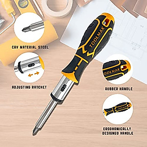 Ratcheting Screwdriver Set TOOLMAK 31pcs Magnetic Screwdriver Bit Set with 2pcs Precision Screwdriver, Repair Tool Kits for Furniture Car Bike Computer