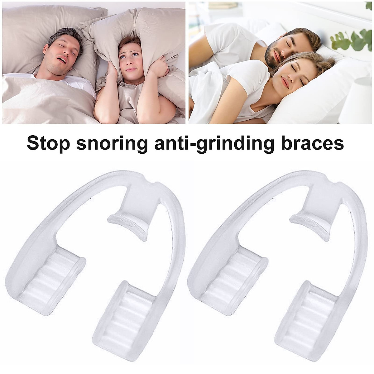 2Pcs Wave-Design Tooth Brace, Nighttime Protection for Teeth, Mouth Guard for Grinding Teeth, Eliminates Teeth Clenching, Comfortable Custom Mouth Guard for Stops Bruxism Transparent