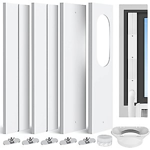 KGDJS Portable AC Window Kit, Universal Portable Air Conditioner Window Kit with AC Seal Panel, Adjustable Sliding AC Window Vent Kit for Vertical/Horizontal Window, Fit for 5.0" Exhaust Hose