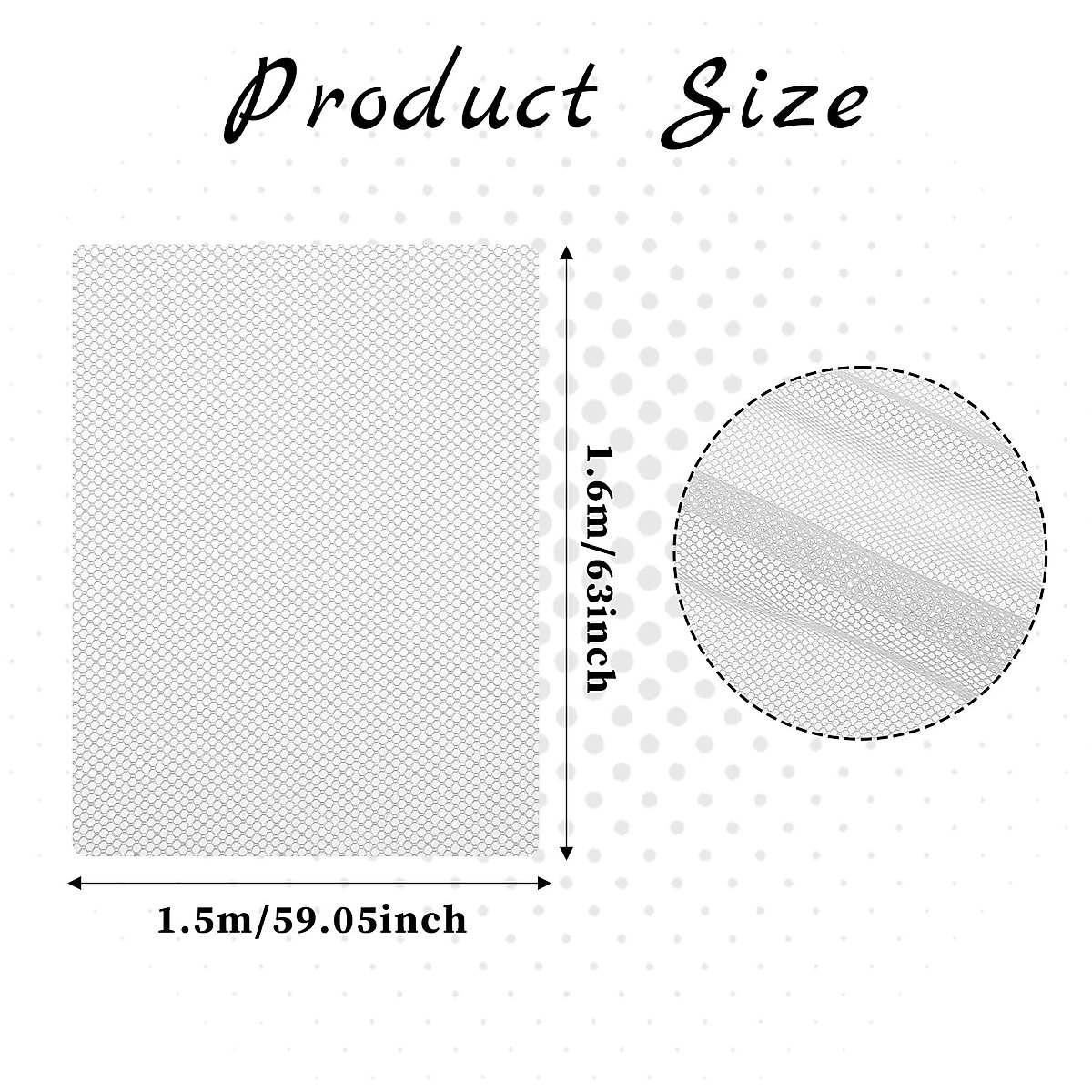 White Mesh Fabric 62 x 59-inch Slightly Stretchy Soft Mesh Fabric Netting for Netting Bag Shopping Bag, Backpack Pocket and Straps, Netting Clothes and Sewing Projects
