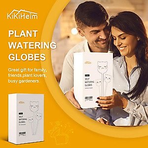 KiKiHeim Plant Watering Globes Glass Self Watering Globes, Hand Blown Clear Plant Watering Devices for Vacation, Water Bulbs Gifts for Plant Lovers, 3 Cats