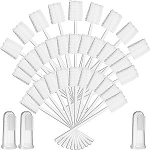 Tondiamo 100 Pcs Baby Tongue Cleaner Toothbrush Baby Oral Cleaner with 3 Pieces Finger Toothbrush for Newborn Baby Mouth Cleaner Oral Cleaning Infant Cleaner Toothbrush for 0-36 Months Baby