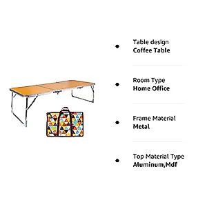 PLANEXPERT Folding Camping Table,3 Feet Portable Outdoor Table with Aluminum Legs,3 Fold Lightweight Beach Table with Handle,Camping Accessories for Home Picnic BBQ Garden Cooking