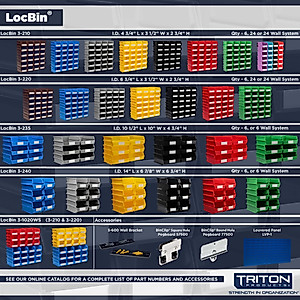Triton Products 3-240BWS LocBin 8 Piece Wall Storage Unit with 14-3/4 Inch L x 8-1/4 Inch W x 7 Inch H Blue Interlocking Poly Bins, 6 CT, Wall Mount Rails 8-3/4 Inch L with Hardware, 2 pk