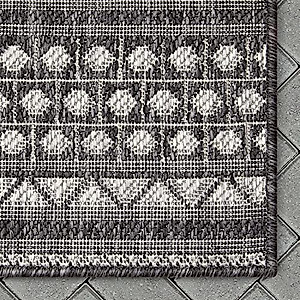 Well Woven Indoor/Outdoor Runner Rug 2'7" x 9'10" Arwen Black & Grey Moroccan Tribal Striped