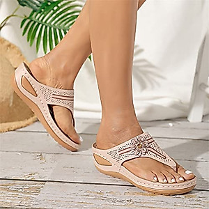 Born Womens Sandals 7 Ladies Shoes Wedge Platform Thong Sandals Casual Shoes Beach Shoes Light Soft Sole Thong Flip (Pink, 7.5)