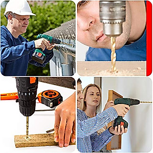 HUAZHICHUN Titanium Twist Drill Bit Set - 16 Pcs Hex Shank High Speed Steel for Wood Plastic Aluminum Alloy, Quick Change, 1/16"-1/2" ，with Indexed Storage Case