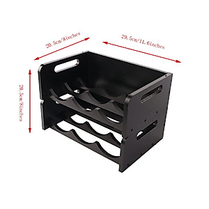 Bamboo Water Bottle Holder Stackable Water Bottle Organizer for cupboards Home Cups and Wine Bottle Holders (Black 6 Bottle)