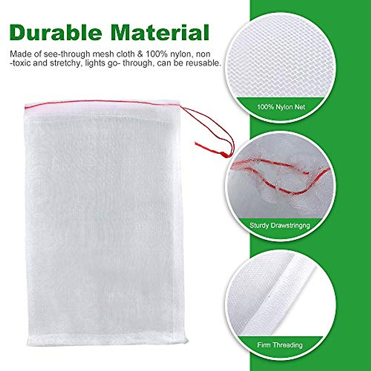 YGDZ Fruit Protection Bags, 25pcs 12"x8" Fruit Netting Bags Garden Garden Netting Bags Fruit Tree Bags Drawstring Nylon Mesh Netting Barrier Bag for Protecting Fruits and Vegetables