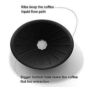 Bitter's Tree Silicone Pour Over Coffee Maker, Coffee Brewing Filter, Easy Manual Coffee Dripper Brew Maker 2-4 Cups, for Home& Camping trip 2-4 Cup Black…