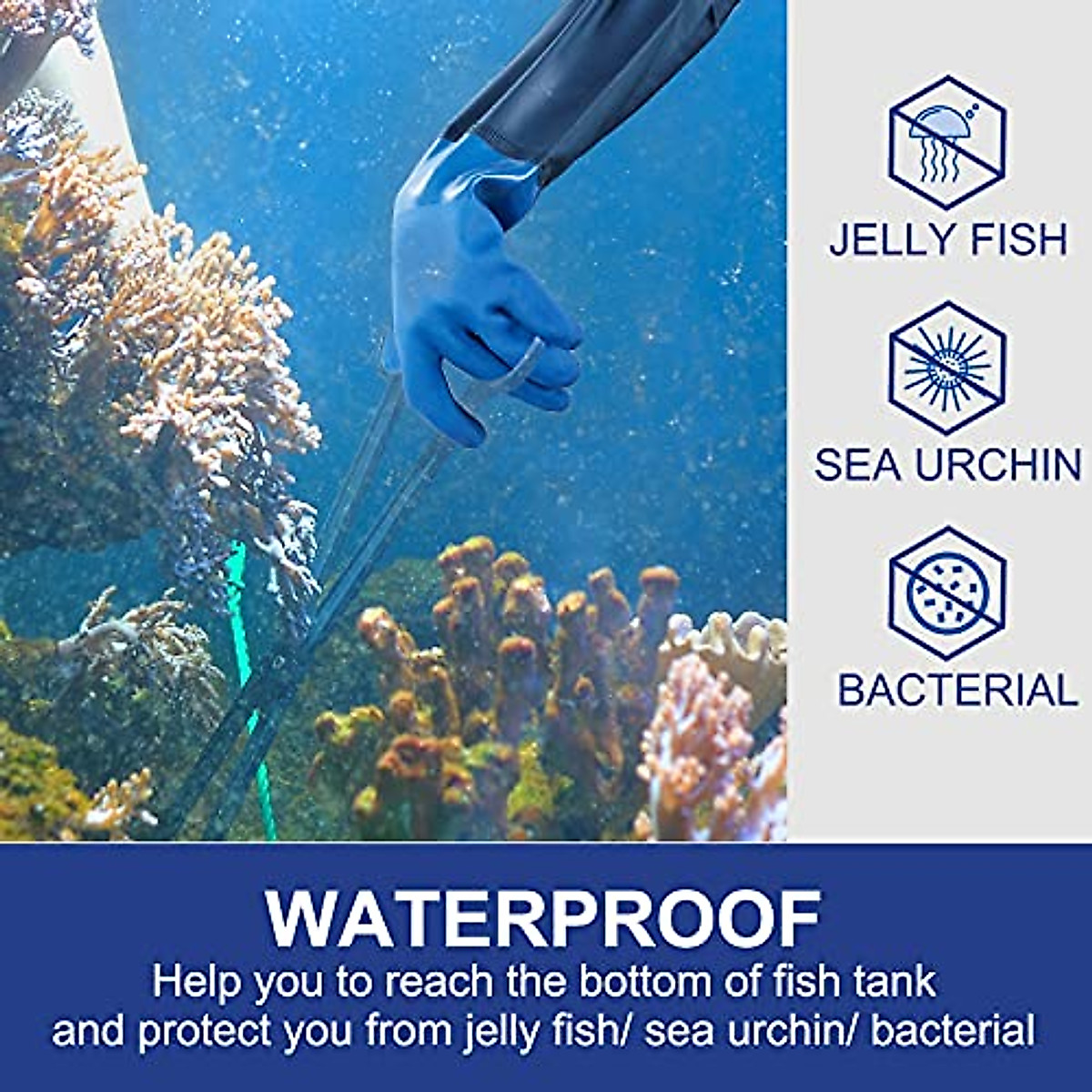 2 Pairs Long Gloves Extra-long 27.5 Inch Rubber Gloves Waterproof PVC Reusable Long Gloves Long Cuff Gloves Heavy Duty Anti-skid Acid-alkali and Oil for Household Fishery Agriculture Animal Husbandry