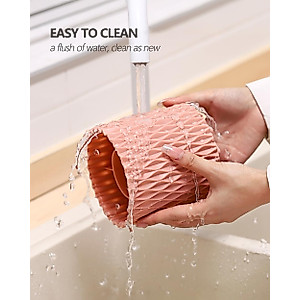 Lebenrich Rotating Pen Pencil Holder for Desk, 5 Slots Unique Pink Desk Pen Organizer Easthetic Desktop Supplies and Accessories for Women Girls, Pen Cup Pencil Caddy for Office Home Art Supply