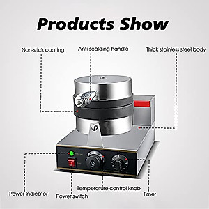 1300W Commercial Panini Press Machine, 50~300℃ Adjustment Panini Press Grill, Waffle Maker Machine with 11.5cm Bakeware, CE/FCC