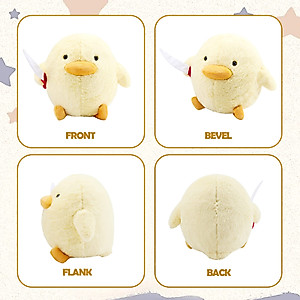Omkzanbi Cute Duck Plush with Knife, Yellow Duck Softed Stuffed Animals Duckling Throw Pillow Plush Toy Kids Adult Funny Gift (Yellow, 11.2 inch)