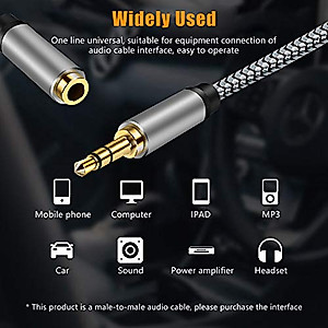 Headphone Extension Cable,3.5mm Male to Female Extension Stereo Audio Extension Cable Adapter Gold Plated Nylon Braided Cord Compatible for iPhone, iPad, Smartphones, Tablets (9.8ft/3m)