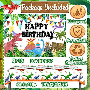 115pcs Dinosaur Birthday Party Decorations Supplies Boy, Dinosaur Cake Topper,Dinosaur Balloons Kit,Dinosaur Cupcake Toppers Backdrop for Dinosaur Party Decorations Favors, Dino Themed Birthday Party