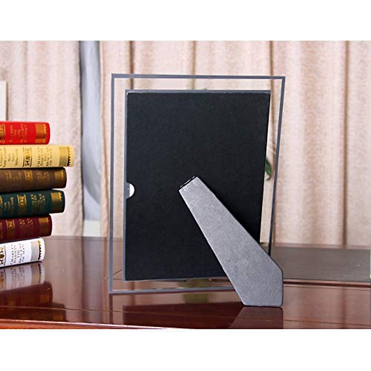 Cq acrylic 6x8 Glass Picture Frame,Silver Mirrored for Photo Display Stand on Tabletop,Pack of 2