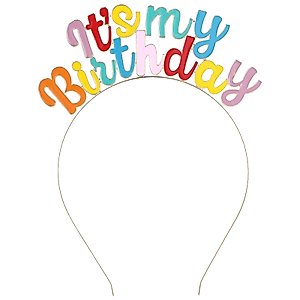 DOINIDAMI Birthday Crown for Girl, Multicolour Colorful Headbands for Women,Gold Double Tiara Princess Queen Party Gifts Decorations Supplies,16,18,21,30,40,50 or Any Other Birthday Party