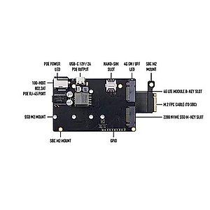 Khadas M2X Extension Board for Khadas VIM4(POE only with Power and Without Ethernet Data Support on VIM4)&VIM3/3L (Full-Featured, PCIe x1 Lane)&Edge-V (SSD-only, PCIe x4 Lane)&Quectel EM06 4G LTE