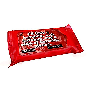 Ketchup Lovers Wipes - Funny Ketchup Gifts - Novelty Moist Towelettes for Ketchup Freaks - Disposable - Gag Gifts for Men - Ketchup Merchandise - Travel Size