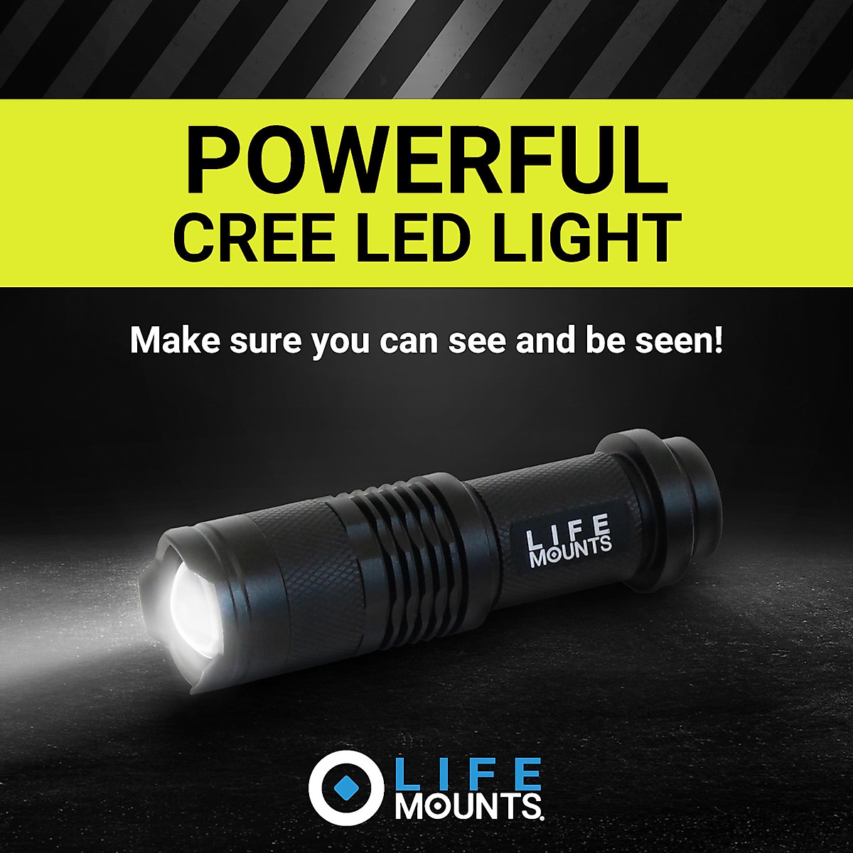 Life Mounts LED Tactical Helmet Light - Illuminates 1000 Feet Ahead - Military and Construction Flashlight with Full 360 Rotation - Weatherproof and Shock-Proof - Easily Detaches for Hand-Held Use