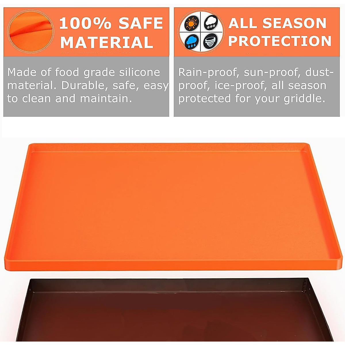 28 Inch Mat for Blackstone, 100% Food-Graded Silicone Griddle Cover with 2 Dishwashing Sponges