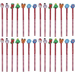 TOYANDONA 40Pcs Christmas Pencils with Erasers Toppers, Assorted Christmas Pencils for Kids Students Xmas Stocking Stuffers Christmas Party Favors Classroom Rewards Prizes (Random Style)