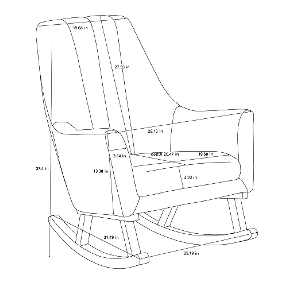 LETESA Nursery Rocking Chair Linen Fabric Upholstered Glider Rocker, Rocking Accent Chair Padded Seat with High Backrest, Armchair Comfy Side Chair for Living Room Bedroom Offices (Yellow)