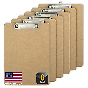Officemate Recycled Wood Clipboards, Low Profile Clip, 6 Pack Clipboards, Letter Size (9 x 12.5 Inches), Brown (83806)