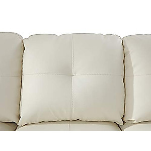Beverly Fine Funiture Tinata Right Facing Faux Leather Sectional Sofa, Cream White