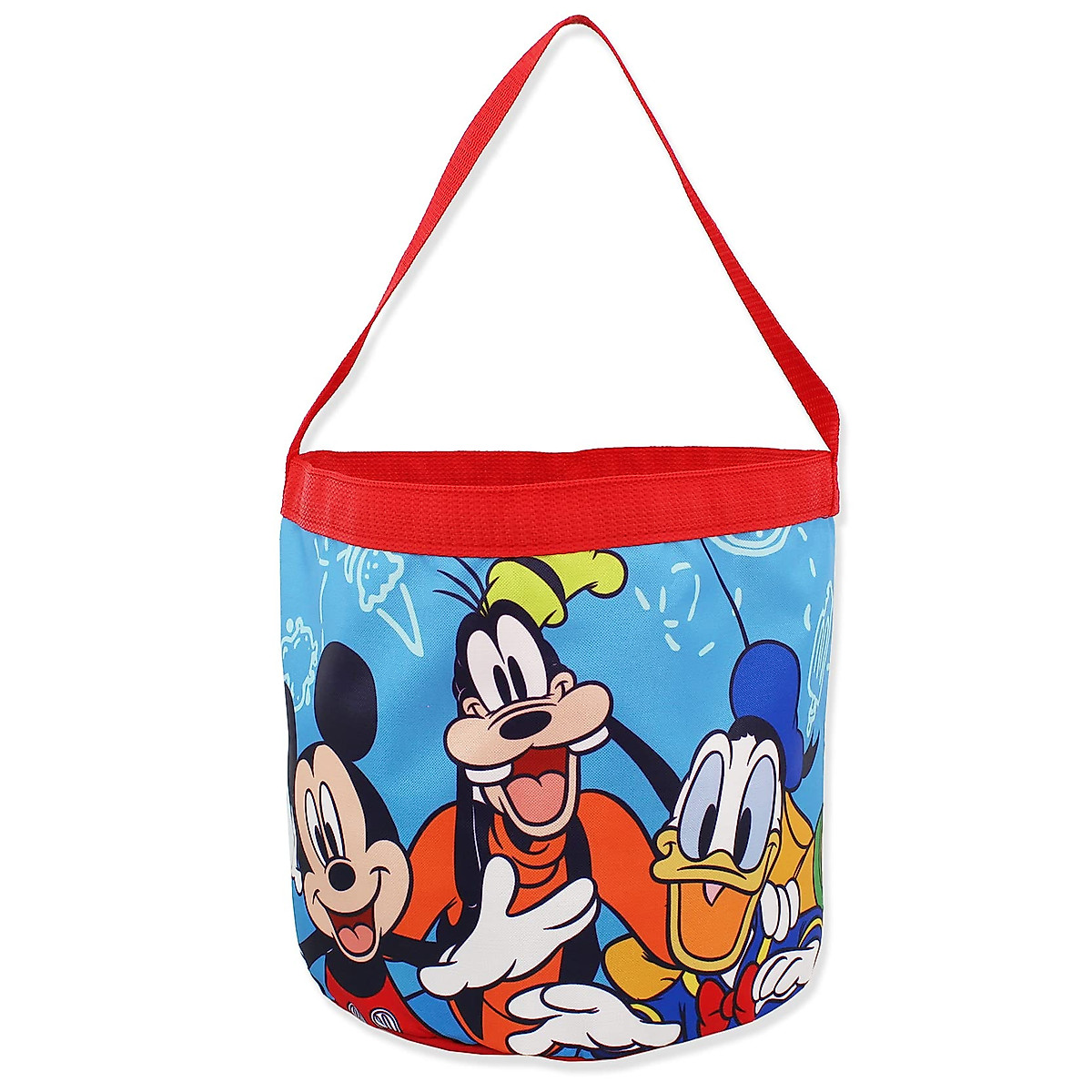 Mickey and Friends Collapsible Nylon Basket Bucket Tote Bag (One Size, Blue)