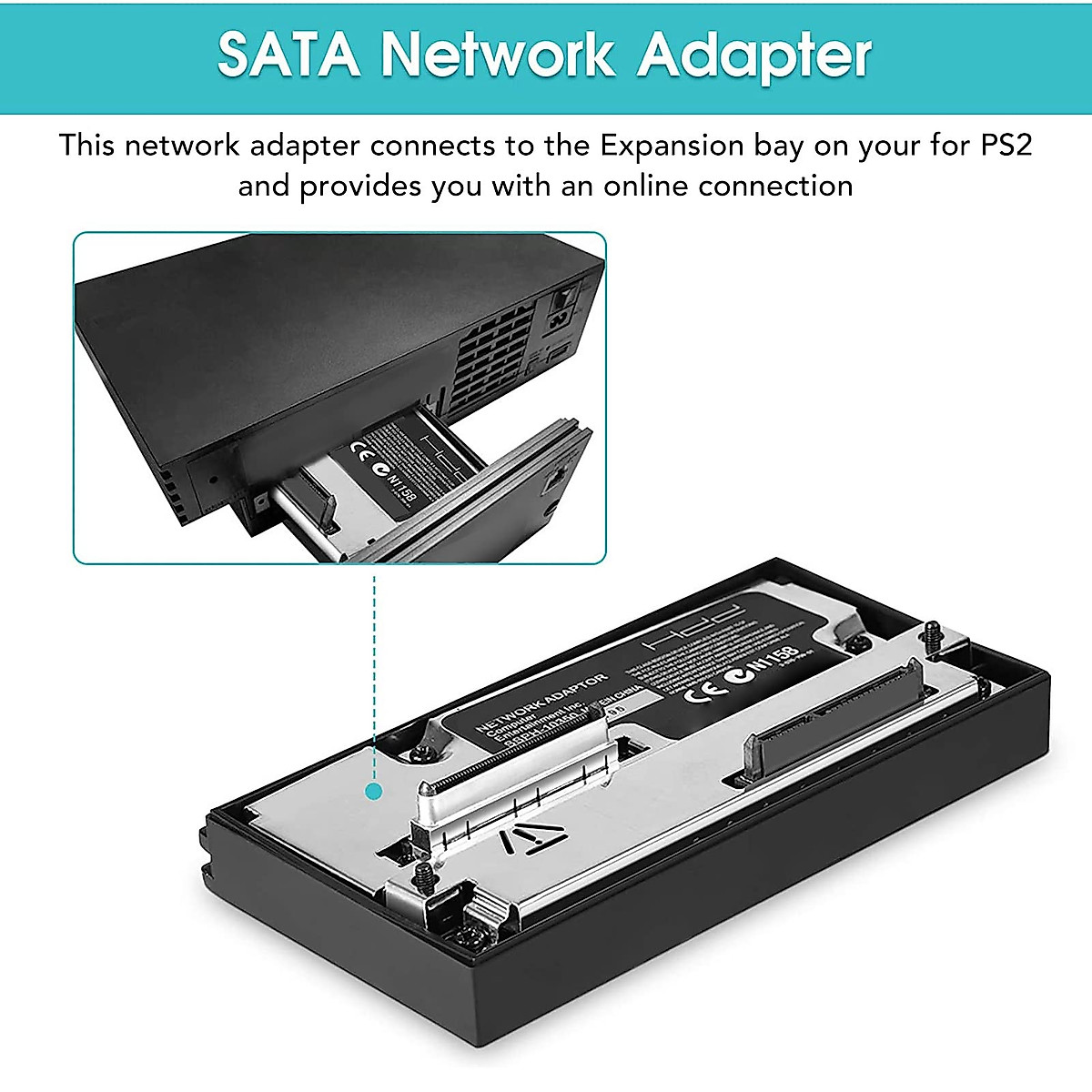 PS2 SATA Interface Network Adapter HDD Hard Disk for SonyPS2 Playstation2 with 16MB FMCB V1.966 Memory Card McBoot, HDD Connector Plug Socket, NO IDE 2.5 3.5inch