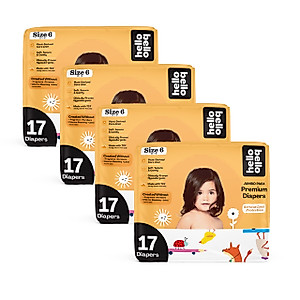 Hello Bello Premium Baby Diapers Size 6 I 68 Count of Disposable, Extra-Absorbent, Hypoallergenic, and Eco-Friendly Baby Diapers with Snug and Comfort Fit I Sleepy Sloths