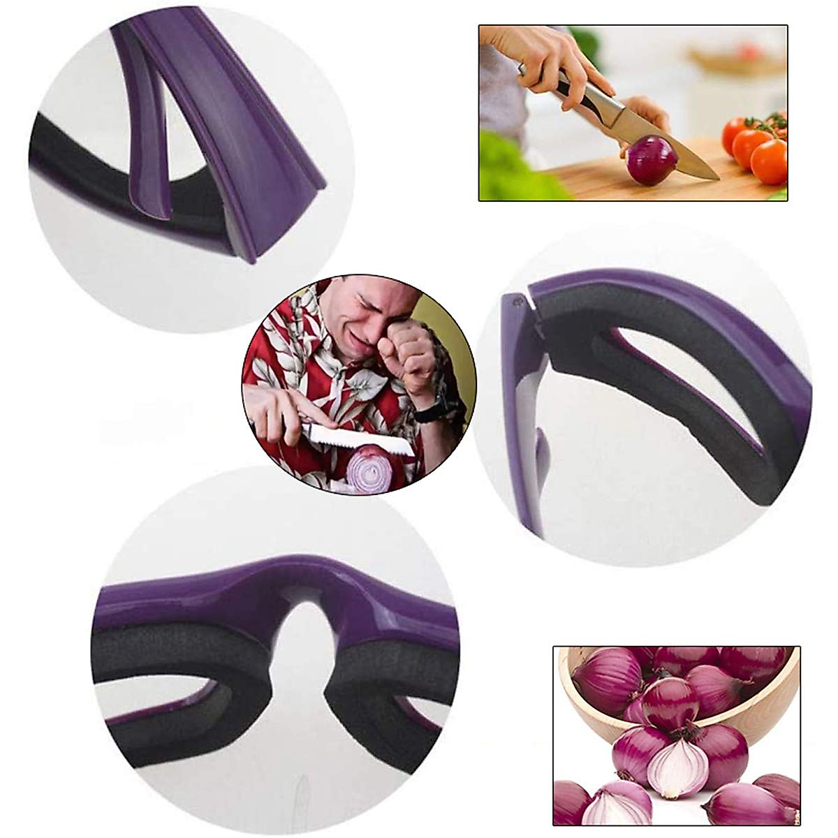 4 Pieces Onion Goggles, Anti-Fog No-Tears Kitchen Onion Glasses with Inside Sponge, Kitchen Gadget for Chopping Onion Cooking Grilling Dustproof, Eye Protector for Women Men Cleaning Kitchen and more