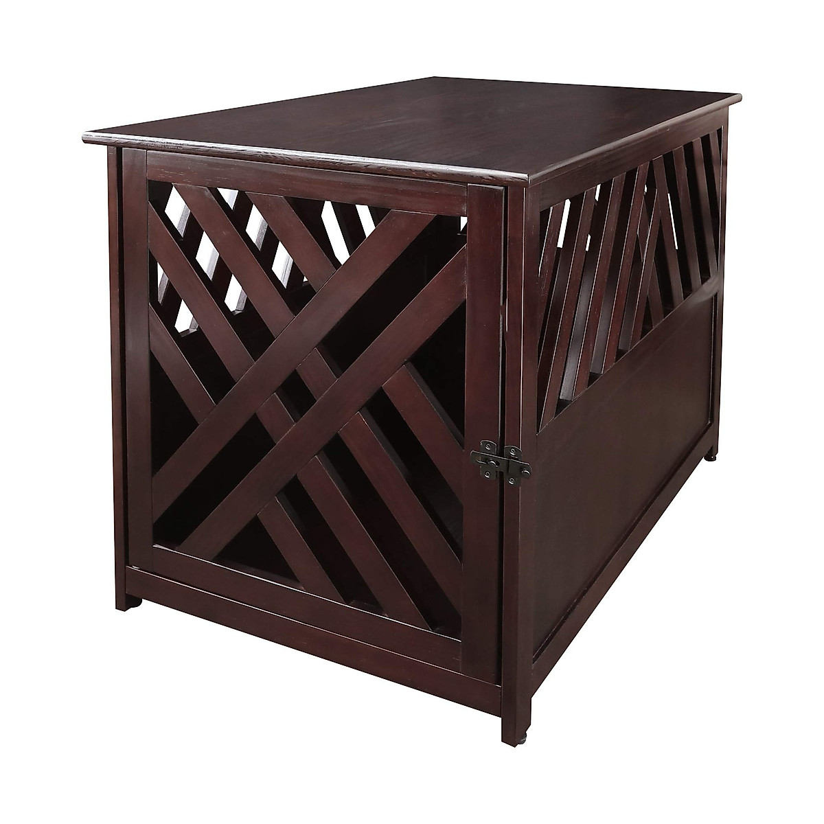 Casual Home Wooden Lattice Pet Crate, End Table, Espresso