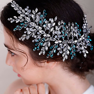 BERYUAN Green Rhinestone Crystal Wedding Hair Vine for Bride Bridesmaid Bridal Jewelry Headpiece Wedding Hair Accessories for Women and Girls Green 1
