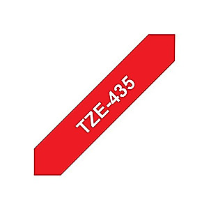 Brother TZe-435 Labelling Tape Cassette, White on Red, 12 mm (W) x 8 m (L), Laminated, Brother Genuine Supplies