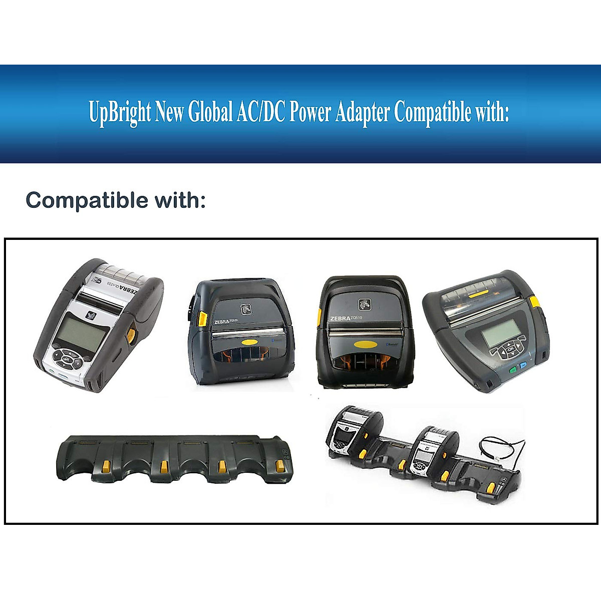 UpBright 12V 4A 48W AC/DC Adapter Compatible with Zebra Acc QLN-EC QLn220 QLn320 QLn420 QLn-EC4 ZQ500 ZQ510 ZQ520 ZQ51-AUE0000 FSP048-DBCA2 AT18486-2 AT18486 FSP025-DYAA3 P1031365-024 Mobile Printer