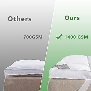 Naluka Mattress Topper Twin Size, Down Alternative Overfilled White Pillow Top Mattress Cover Plush Super Soft 2 Inch Thick Mattress Pad