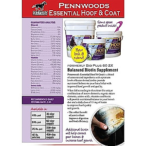 Pennwoods Essential Hoof & Coat - Horse Supplement with Biotin for Optimal Equine Hoof Growth, Healthy Coat & Nutritional Balance, 4lb Bag