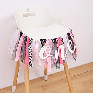 Wahawu Cow Print Birthday High Chair Banner - First Birthday Highchair Banner , Pink Cow Banner for 1st Birthday , Holy Cow Im One Birthday Decorations Girl , Farm One Birthday Decorations