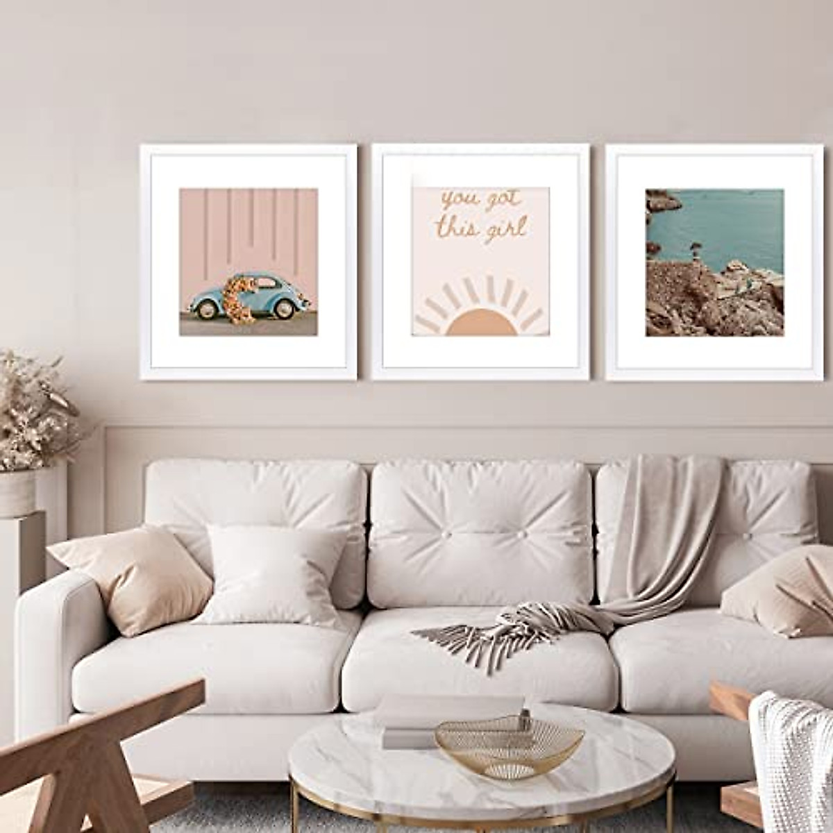 Liuxuange 20x20 Frame White, Wooden Photo Frame Display Pictures 16x16 with Mat or 20x20 Without Mat, Home Wall Decor Gallery Poster-1PCS