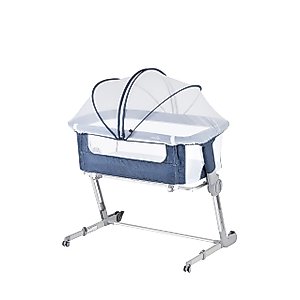 Unilove Hug Me Plus 3-in-1 Baby Bassinet, Bedside Sleeper, Travel Bassinet for Newborn, Airflow Blue